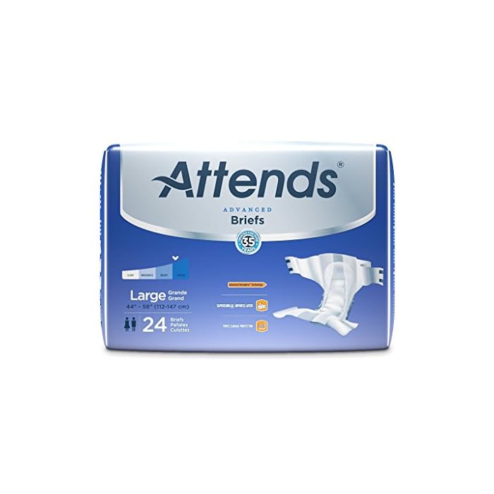 Attends Advanced Briefs with Tabs for Adult Incontinence Care with Dry ...