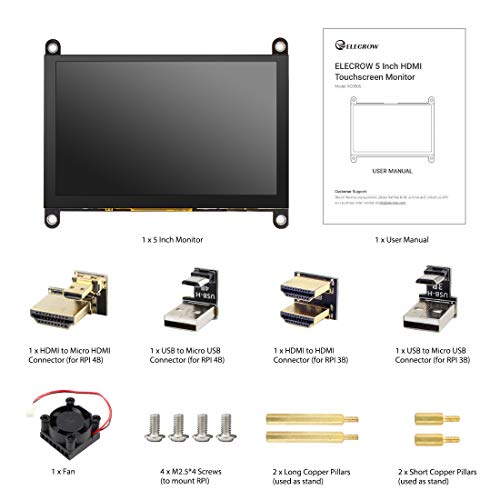 ELECROW Raspberry Pi Monitor 5 Inch Touchscreen IPS Display 800x480 USB ...