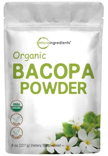 Micro Ingredients Organic Bacopa Monnieri Powder, 8 Ounce, Pure Bacopa ...