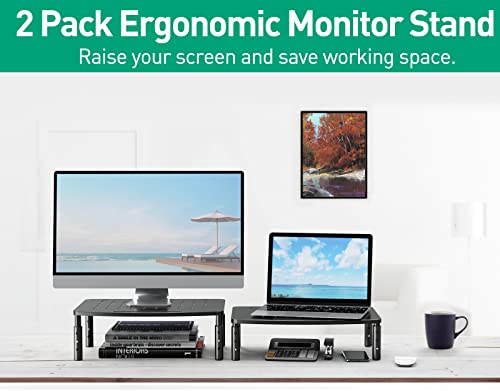 Zimilar 2 Pack Monitor Stands Risers, 3 Height Adjustable Monitor Riser ...