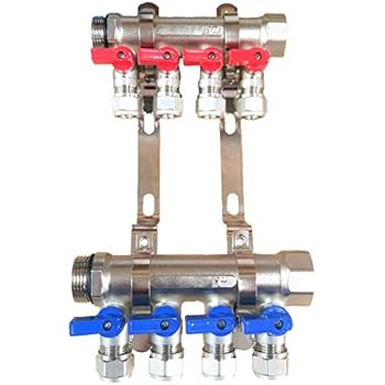 4-Loop/Port Ball Valve Brass Pex Manifold for 1/2"" Pex Tubing w ...