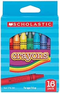 Amazon.com: Scholastic Standard Crayons, Assorted Colors, Pack of 16 ...