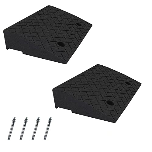 CAROOZE 2 PCS 4’’ Rubber Curb Ramps Heavy Duty Threshold Ramp Loading ...