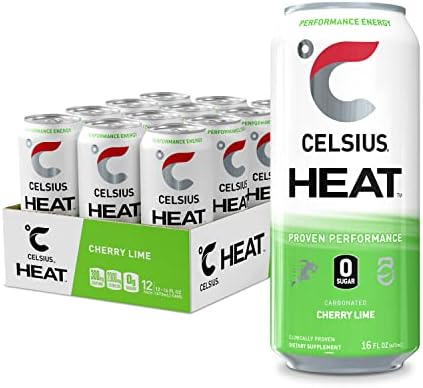 CELSIUS HEAT Cherry Lime Performance Energy Drink, ZERO Sugar, 16oz ...