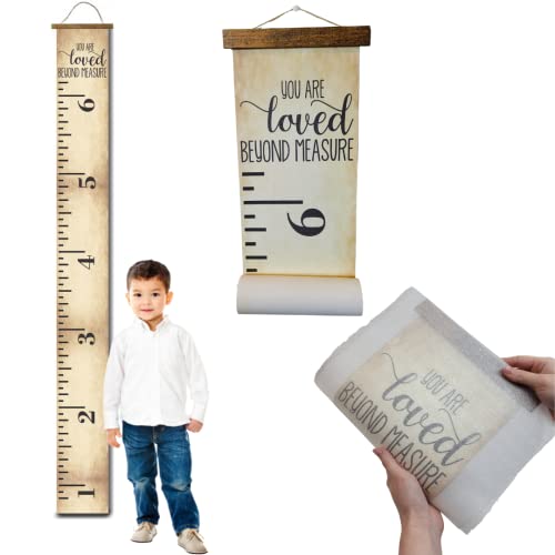 Canvas Growth Chart Loved Beyond Measure Height Ruler Nursery Wall Art ...