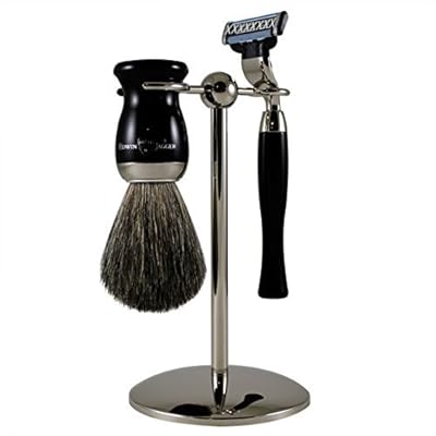 Buy 3-Piece Ebony Nickel Plated Mach 3 Shaving Set shave set by Edwin ...