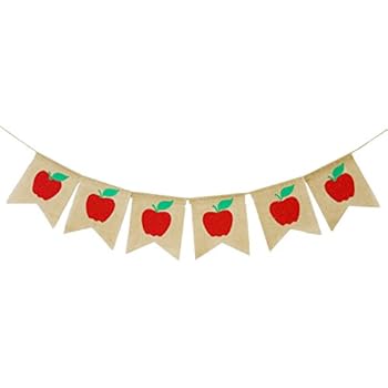 Amazon.com: Apples Banner Burlap - Back To School Banner - Fall Banner ...