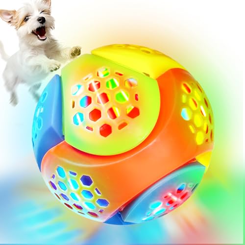 LARDERGO Pet Toys for Dogs, Colorful Jumping Activation Ball with Light ...
