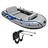 Intex Excursion 4 Inflatable River/Lake Boat Raft Set & Motor Mount Kit ...