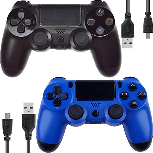 Wireless Controllers for PS4 Playstation 4 V2 Dual Shock（Black and Blue ...