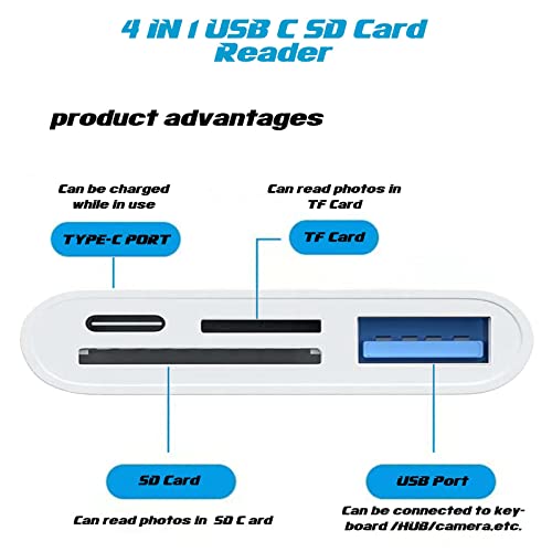 USB C SD Card Reader Adapter, 4 in 1 USB Female OTG Adapter Compatible ...
