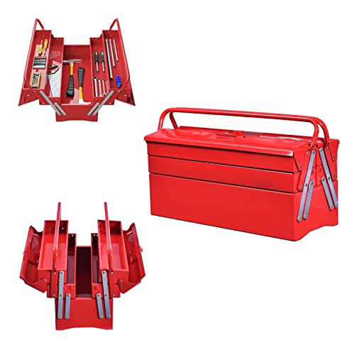 Goplus® 20-Inch Portable 5-Tray Cantilever Metal Tool Box Steel Tool ...