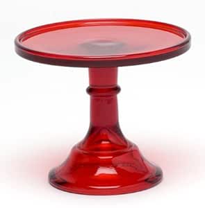 Amazon.com: 6" Ruby Red Pedestal Cake Plate Stand Small Round with Rim ...