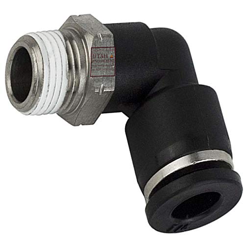 Utah Pneumatic 10 Pack Nylon & Nickel-Plated Brass Push To Connect Fittings Pc Male Elbow 1/4"Od ...