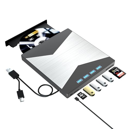 External Blu Ray Drive, 4K Portable Blu Ray Burner USB 3.0 Type-C UHD ...