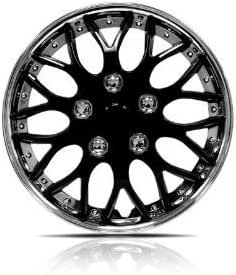 Amazon.com: 13" Hubcaps Premium Quality Black with Chrome Lip 4 Pack ...