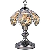 OK Lighting OK-609WG 14.25-Inch Touch Lamp with White Glass Floral ...