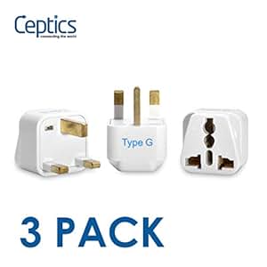 Ceptics UK, Hong Kong Travel Plug Adapter (Type G) - 3 Pack [Grounded ...