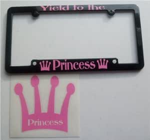 Amazon.com: Yield to the Princess License Plate Frame Cover Decal Set ...