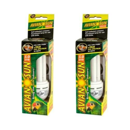 DBDPet Zoomed AvianSun 5.0 UVB Compact Flourescent Lamp 26W (2 Pack ...