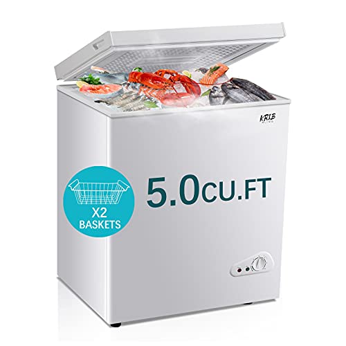 5.0 Cu.Ft Chest Freezer, Krib Bling Deep Compact Freezer with Removable ...