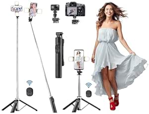 TARAVEE, 67-inch, Long Selfie Stick with Tripod Stand,Reinforced Tripod ...