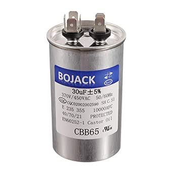 BOJACK Motor and Fan Starting Round Capacitor 30 uf MFD 370V 450VAC 50/60Hz CBB65 10000AFC ...