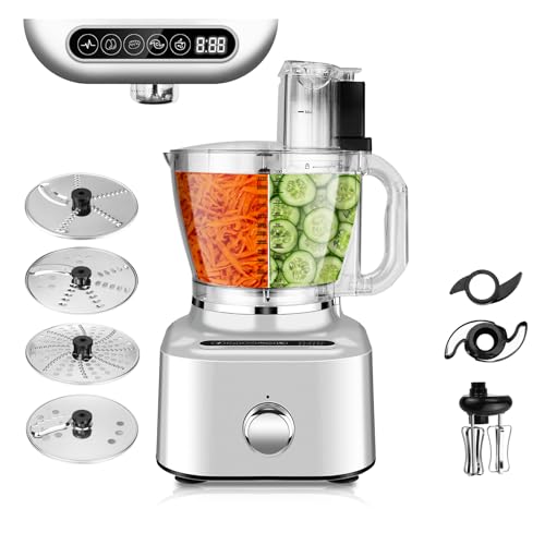 Homtone 16 Cup Food Processor, Aluminum-Diecast Food Processors, 5 ...