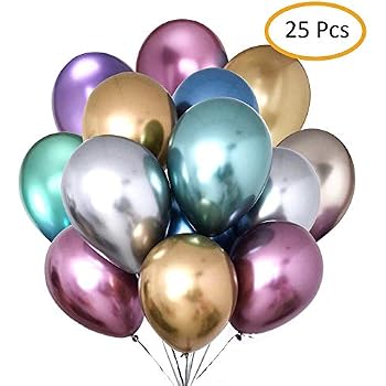 Amazon.com: Party Balloons 12inch 50pcs Assorted Color Metallic Latex ...