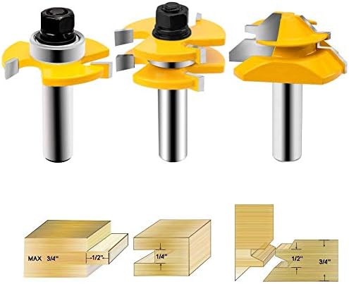 Tongue and Groove Router Bit,Baowox1/2 Inch Shank+45°Lock Miter Router ...