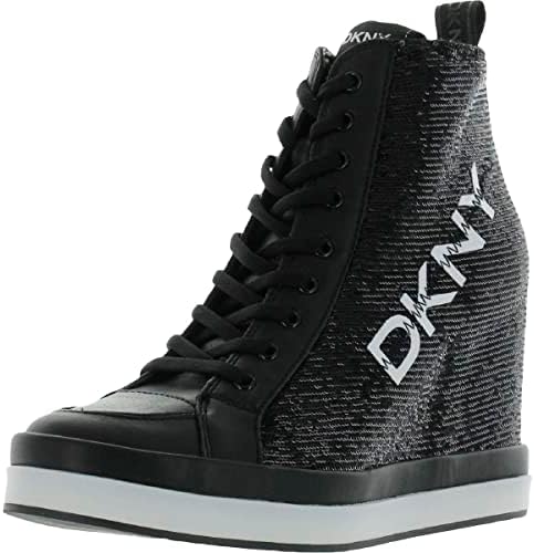 DKNY womens High Top Slip on Wedge Sneaker, Black/White Sophie, 9.5 US ...