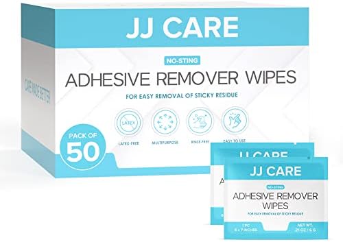 JJ CARE Adhesive Remover Wipes [Pack of 50] 6”x7” Large Stoma Wipes ...