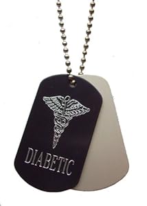 Personalised Double Diabetic Diabetes Medical SOS ID Tags And Chain ...