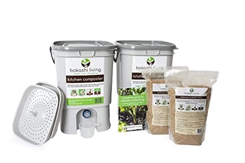Premium Bokashi Composting Starter Kit (Includes 2 Bokashi Bins, 4.4 ...