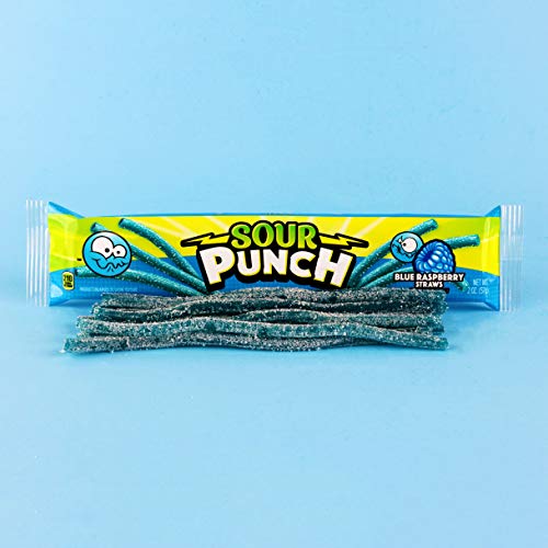 Sour Punch Straws, Sweet & Sour Flavored Soft, Chewy Candy, Tray, Blue ...