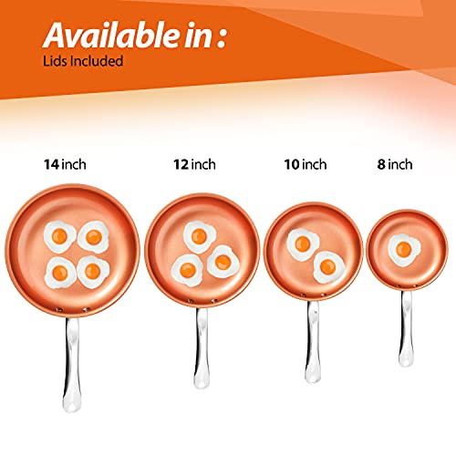 Copper Frying Pan 12 Inch with Lid - Copper Skillet Copper Skillets ...