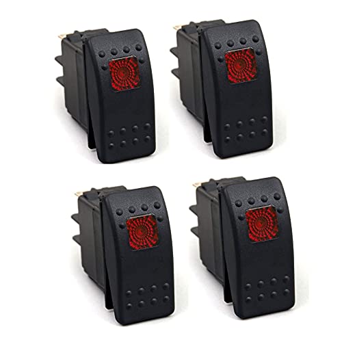 Amarine Made 4 Pack 12v 20 Amp Waterproof Red LED On/Off Boat Marine ...