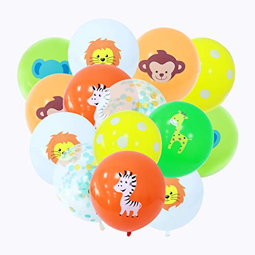 Haimimall 70 Pieces Animals Balloons Jungle Safari Birthday Decorations ...