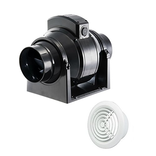 Manrose MF100T In-Line Extractor Fan with Timer 100mm/4" + White Intake ...