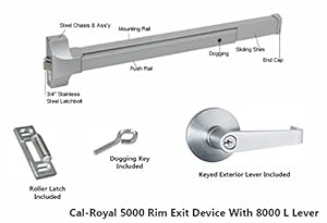 Cal-Royal COMBO5000EO36AL Push Bar Panic Exit Device, Aluminum with ...