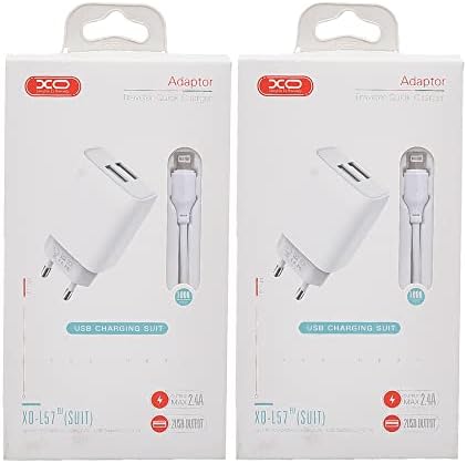 سعر Xo l57eu quick usb charger suit and lightning cable with 2.4a max and 2 usb ouput set of 2 ...