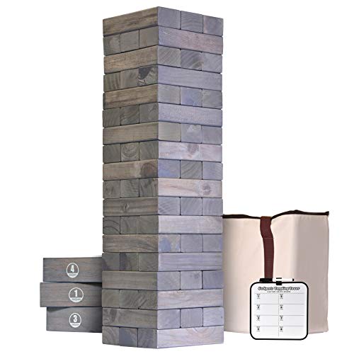 GoSports Giant Wooden Toppling Tower (Stacks to 5+ Feet) - Choose ...