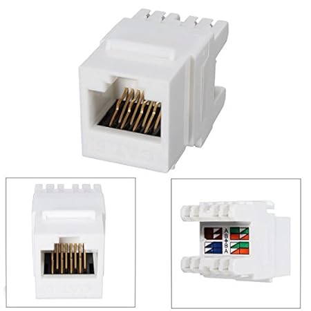Amazon.com: White Cat 6 RJ45 8P8C Punchdown Keystone Modular Ethernet ...