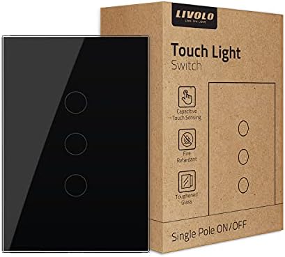 LIVOLO Wall Touch Light Switch with LED Indicator with Black Tempered ...