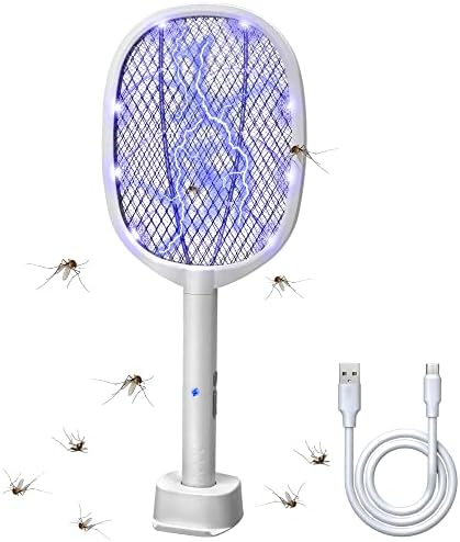 Lulu Home 2-in-1 Electric Bug Zapper Racket, 3000V High Voltage LED ...