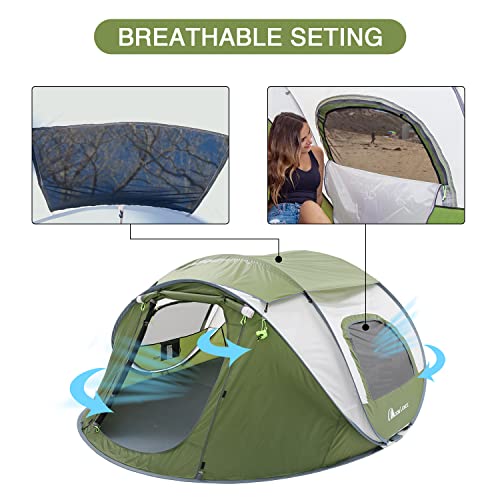 Moon Lence Pop up Tent 4 Person Camping Tent Waterproof Tent 3 Ventilated mesh Windows, 2 Big ...
