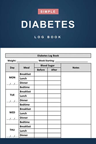 Amazon - Diabetes Log Book: Simple 2-Year Daily Blood Sugar Log Book ...
