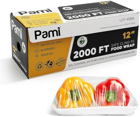 PAMI Safe Cling PE Food Wrap (12 x 2000ft) Plastic Cling Wrap With ...