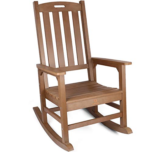 Outdoor Rocking Chair with 350lbs Support, OT QOMOTOP All-Weather ...