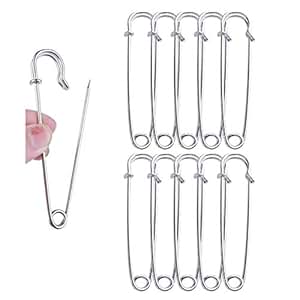 Amazon.com: Color Scissor 10pcs Safety Pins Extra Large Heavy Steel ...
